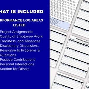Manager Performance Log: Employee Review HR Template (digital Download ...