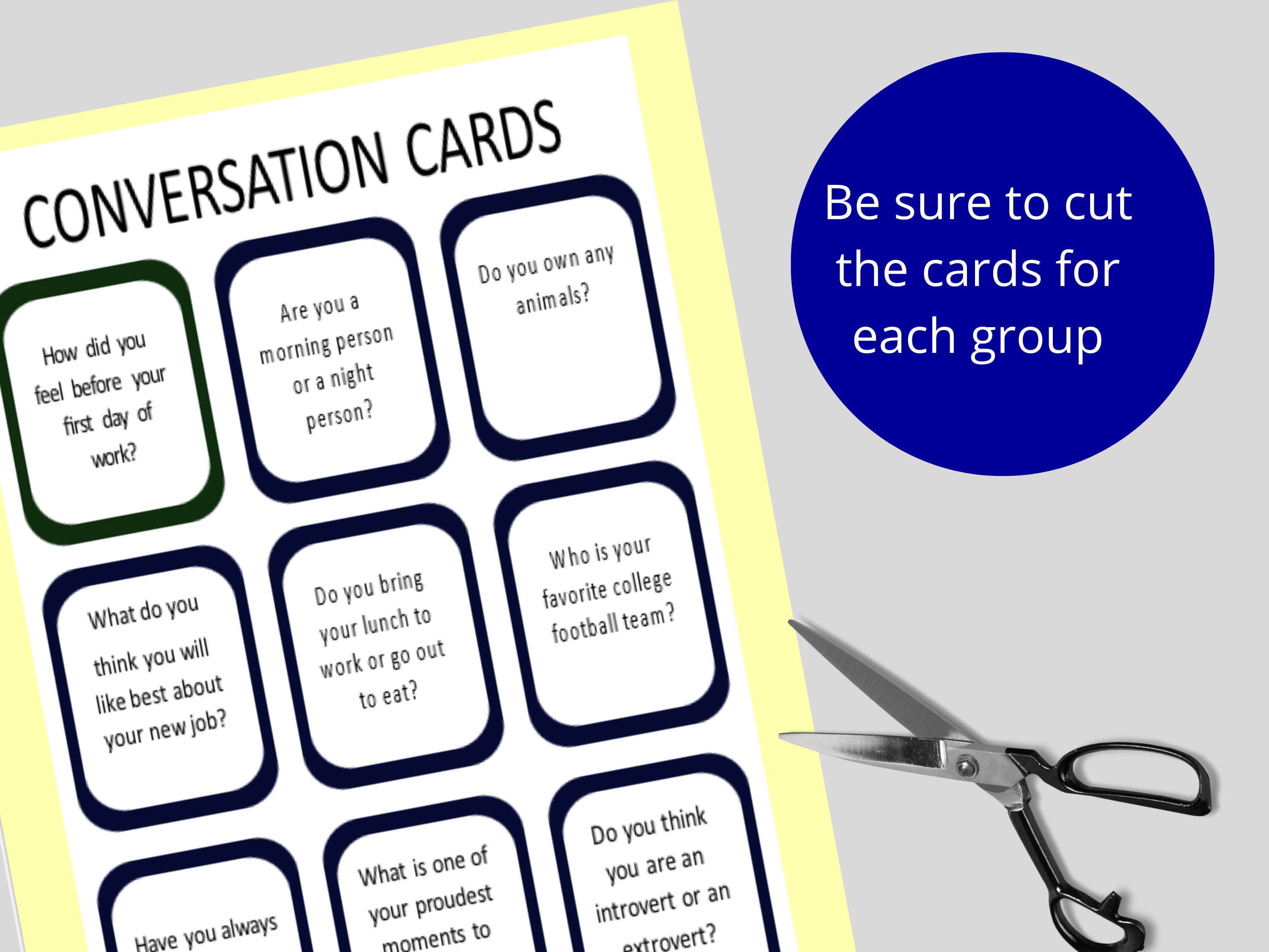 Office Icebreakers 3: Staff & New Hire Games Conversation Cards Office ...