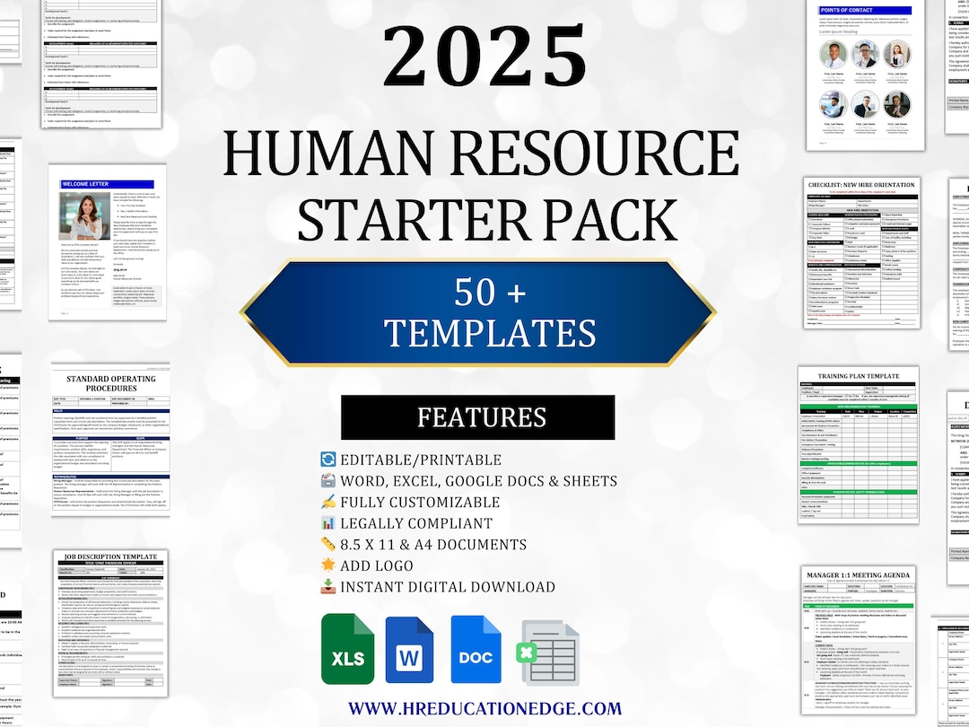 HR Template Bundle: Human Resource Starter Pack With 66 Customizable HR ...