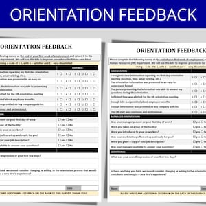 New Hire Orientation Survey Template: Employee Feedback (editable Word ...