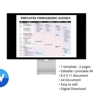 New Hire Onboarding Agenda Template: HR Forms, Editable Word Doc ...