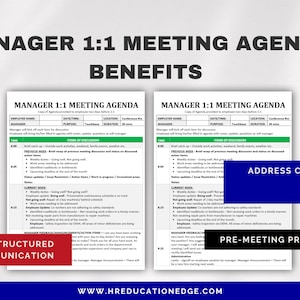 Manager One-on-one Meeting Agenda Template: HR Forms, Human Resource ...
