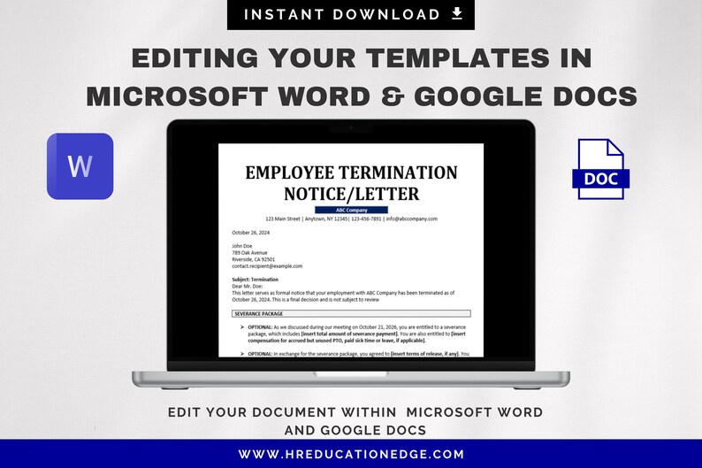Employee Termination Letter Template: HR Offboarding (digital Download ...