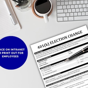 401k Plan Election Change Request Form: HR Template (digital Download ...