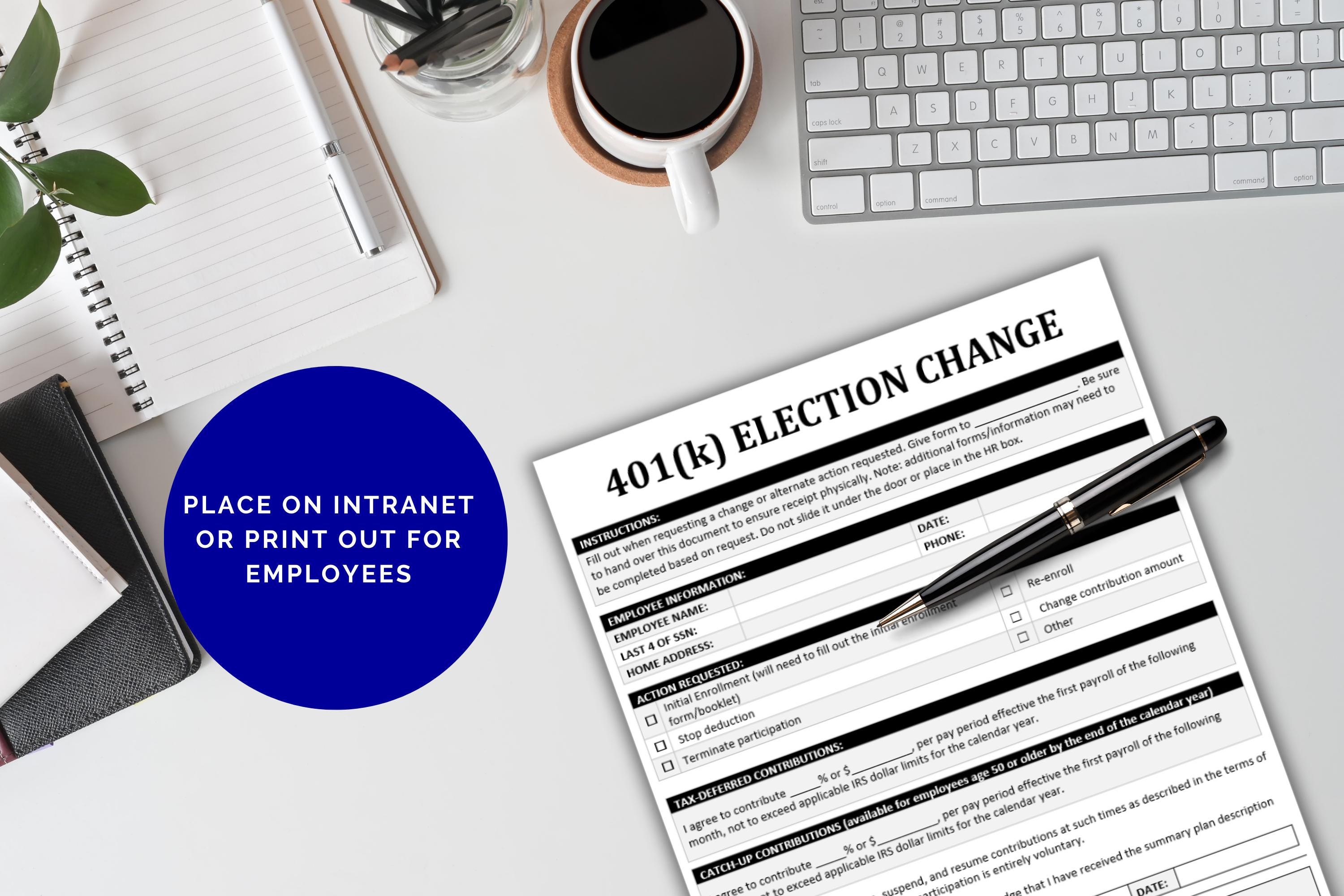 401k Plan Election Change Request Form: HR Template (digital Download ...
