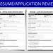 Employee Application / Resume Review Form: HR Templates Human Resources ...