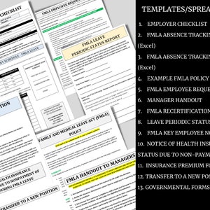 FMLA Template Bundle: Tracker Spreadsheet, HR Forms (MS Word/excel) - Etsy