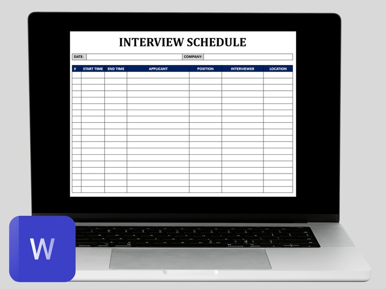 Interview Schedule Template Editable Word Form HR Template Human ...