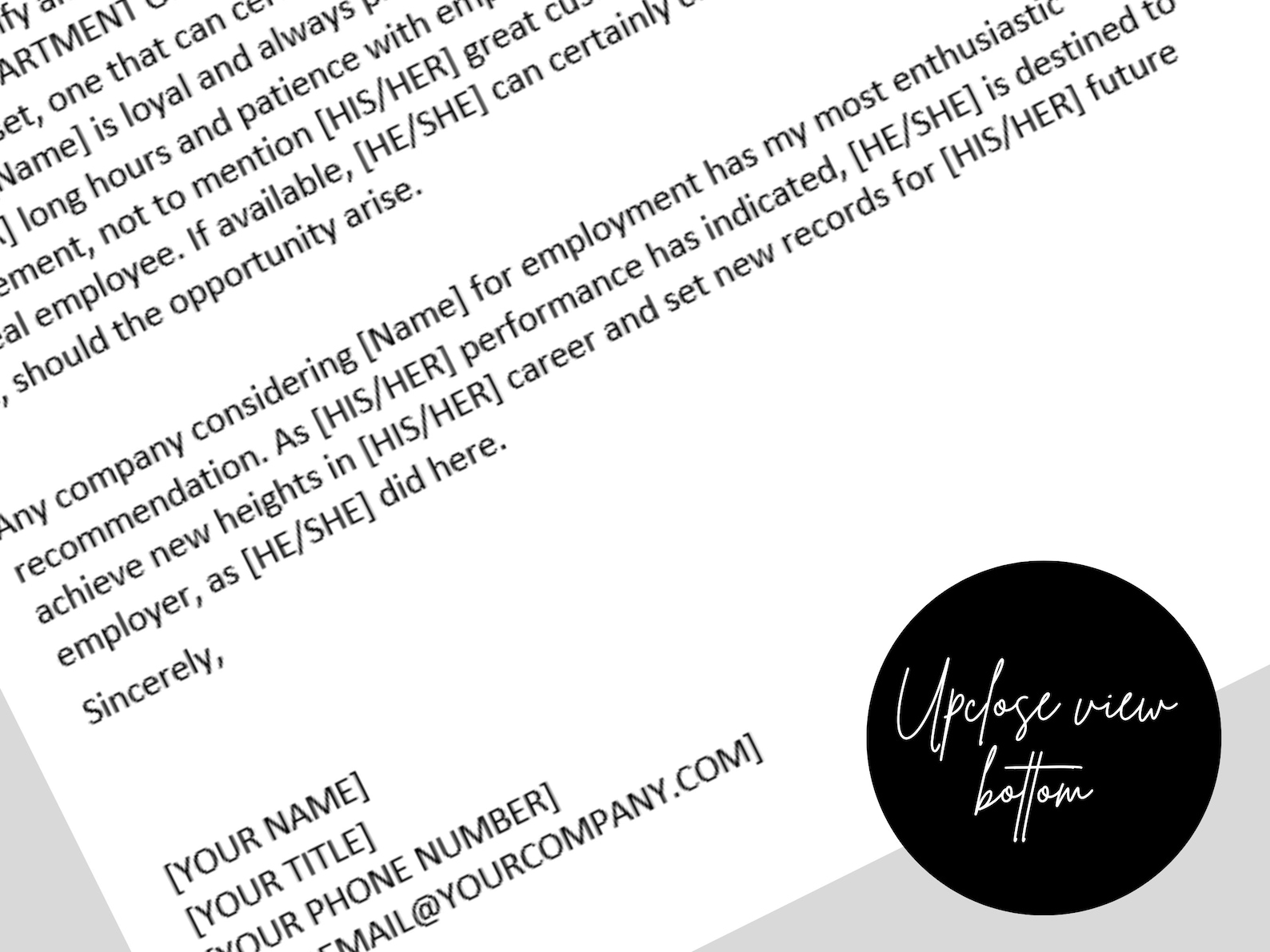 Editable HR Letter of Recommendation Template for Employment - Etsy