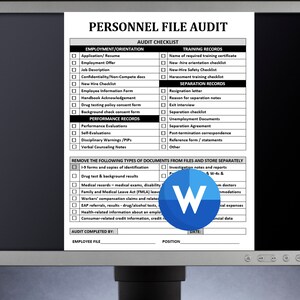 Personnel File Checklist Employee Folder Audit HR Template Human ...