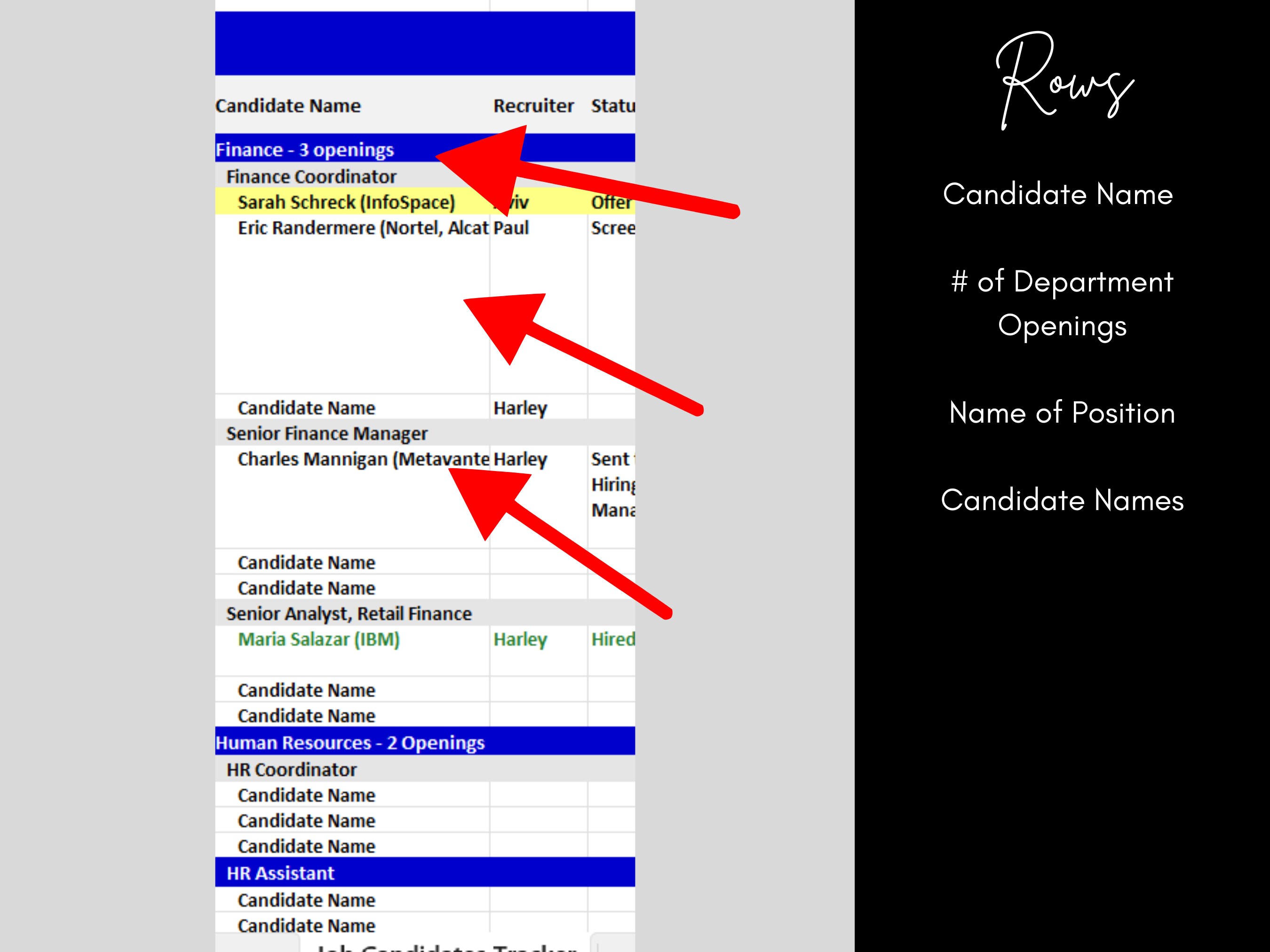 Job Candidates Tracker Editable Excel Template Multiple Position