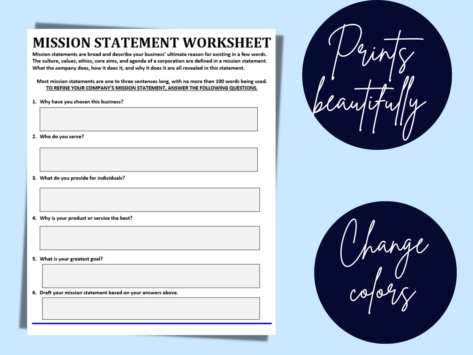 Mission Statement Template | HR Templates | Company History | Human ...