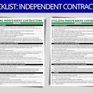 Independent Contractor Checklist Editable Document HR Template Human ...