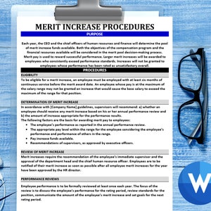 Merit Increase Policy. MS Editable Word Template. Human Resource Form ...