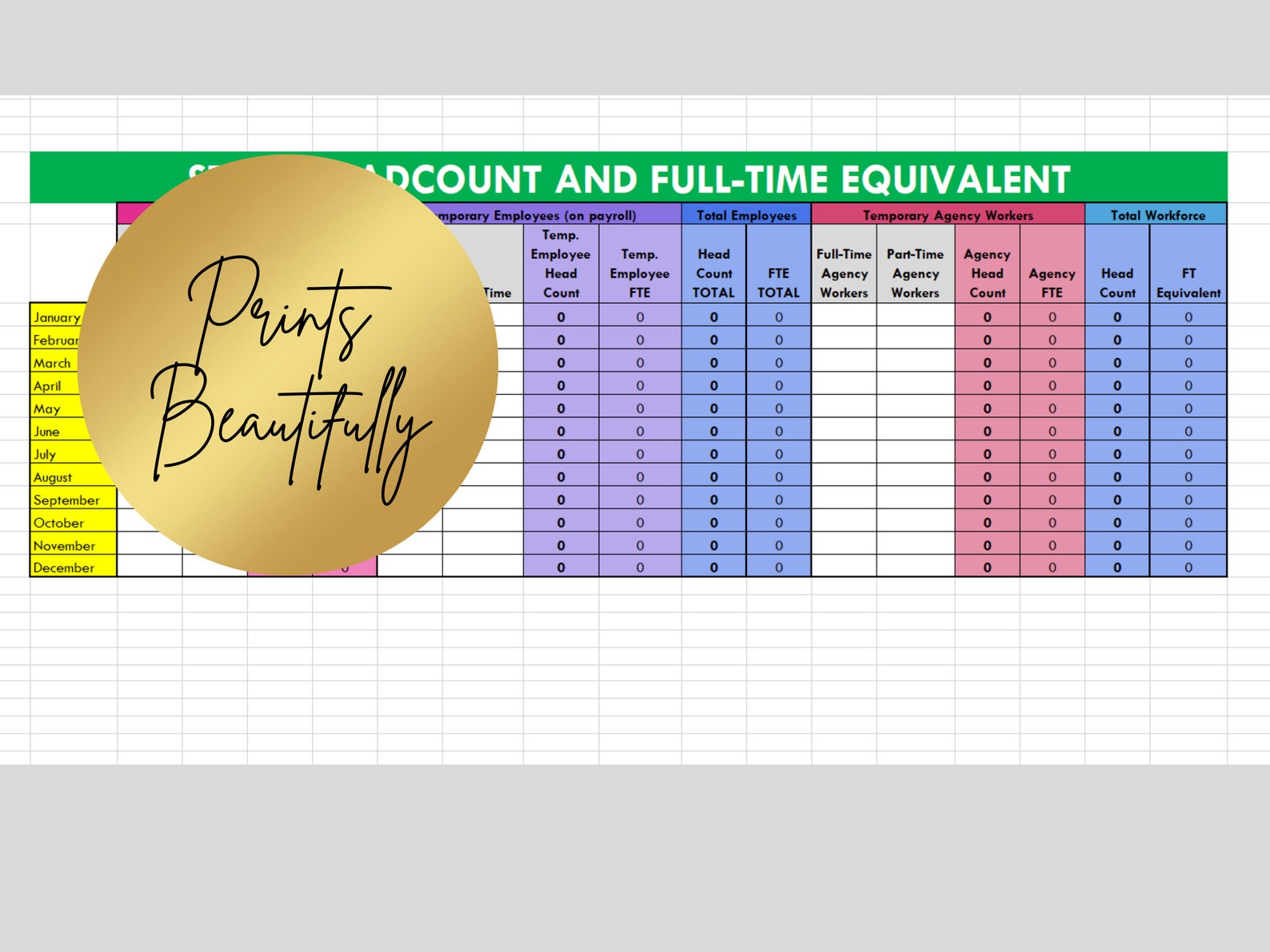 Headcount/fte MS Excel Template: Employee Headcount Spreadsheet ...