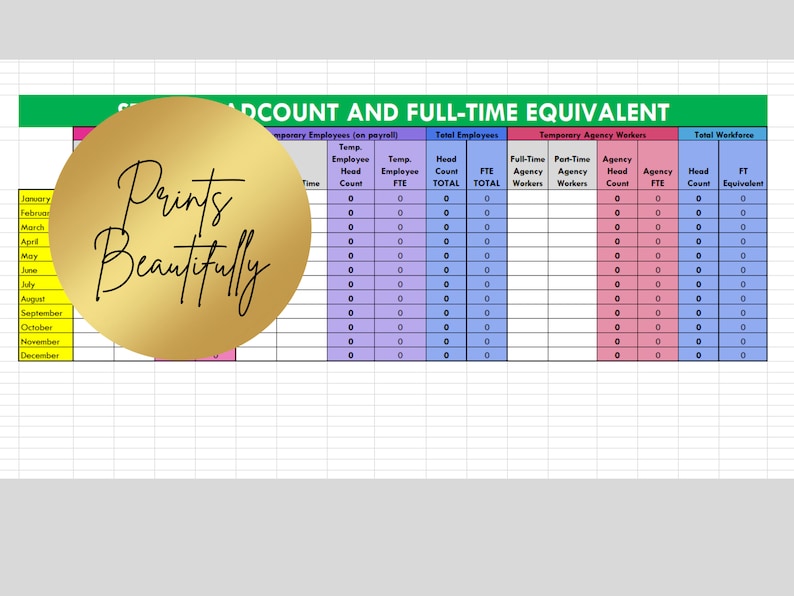 Headcount/fte MS Excel Template: Employee Headcount Spreadsheet ...