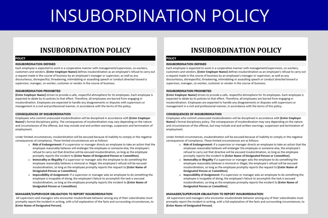 Insubordination Policy | Employee Policy | HR Template | Code of ...