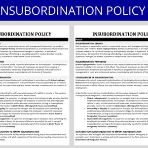 Insubordination Policy | Employee Policy | HR Template | Code of ...