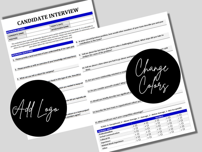 HR Behavioral Interview Questions - Editable Word Template for ...