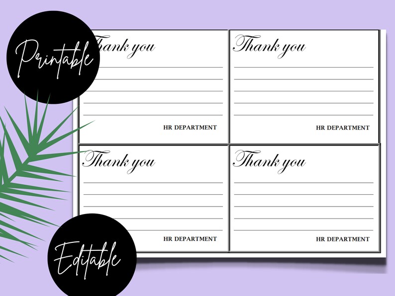 Thank You Note From HR Department: Editable Word HR Appreciation Form ...