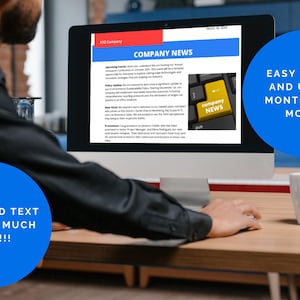 Editable Company Newsletter Template: Employee News in Canva Template ...