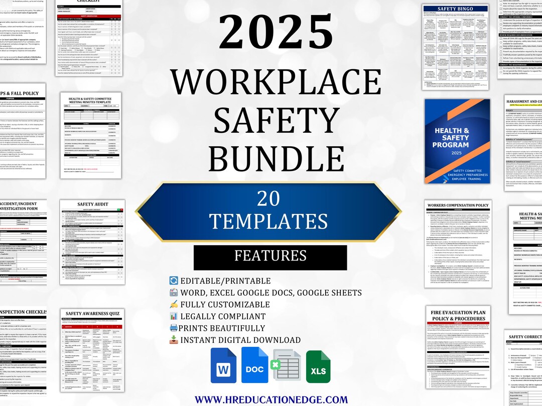 Workplace Safety Templates Bundle: 20 OSHA Compliance Templates ...