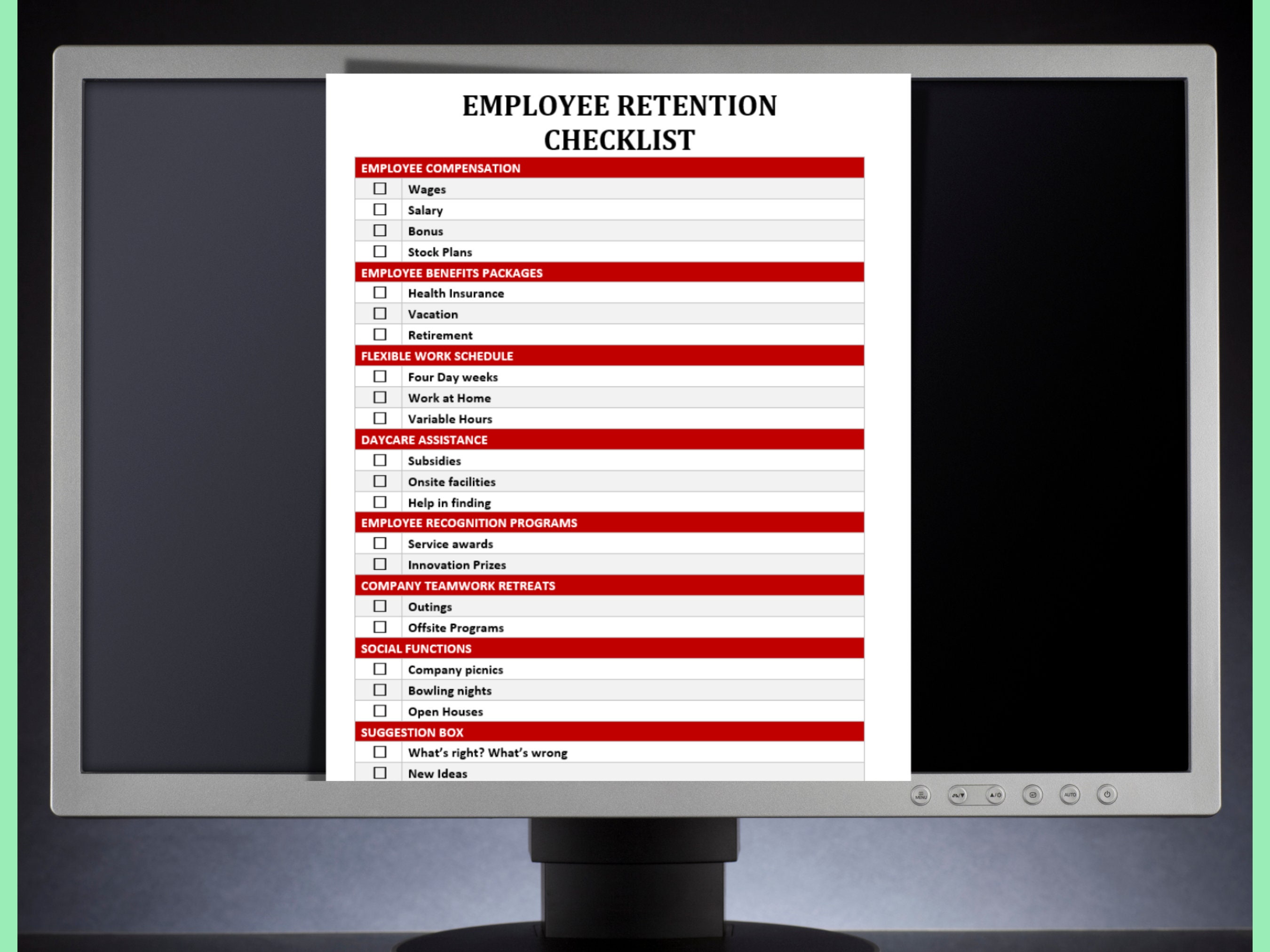 Retention Checklist MS Editable Word Form HR Templates Human Resources ...
