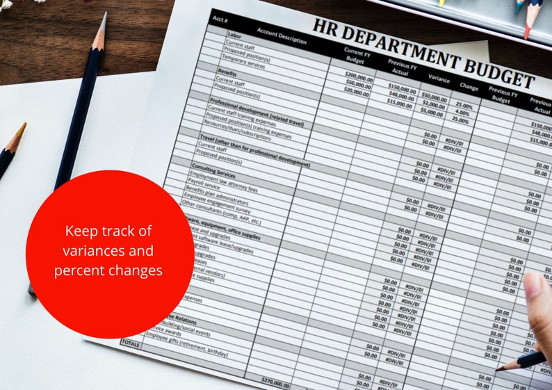 HR Budget Template: Editable Excel Spreadsheet for Effective - Etsy