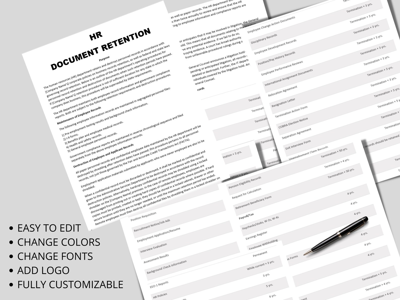 Employee Document Retention Policy: Guidelines for HR Record Management ...