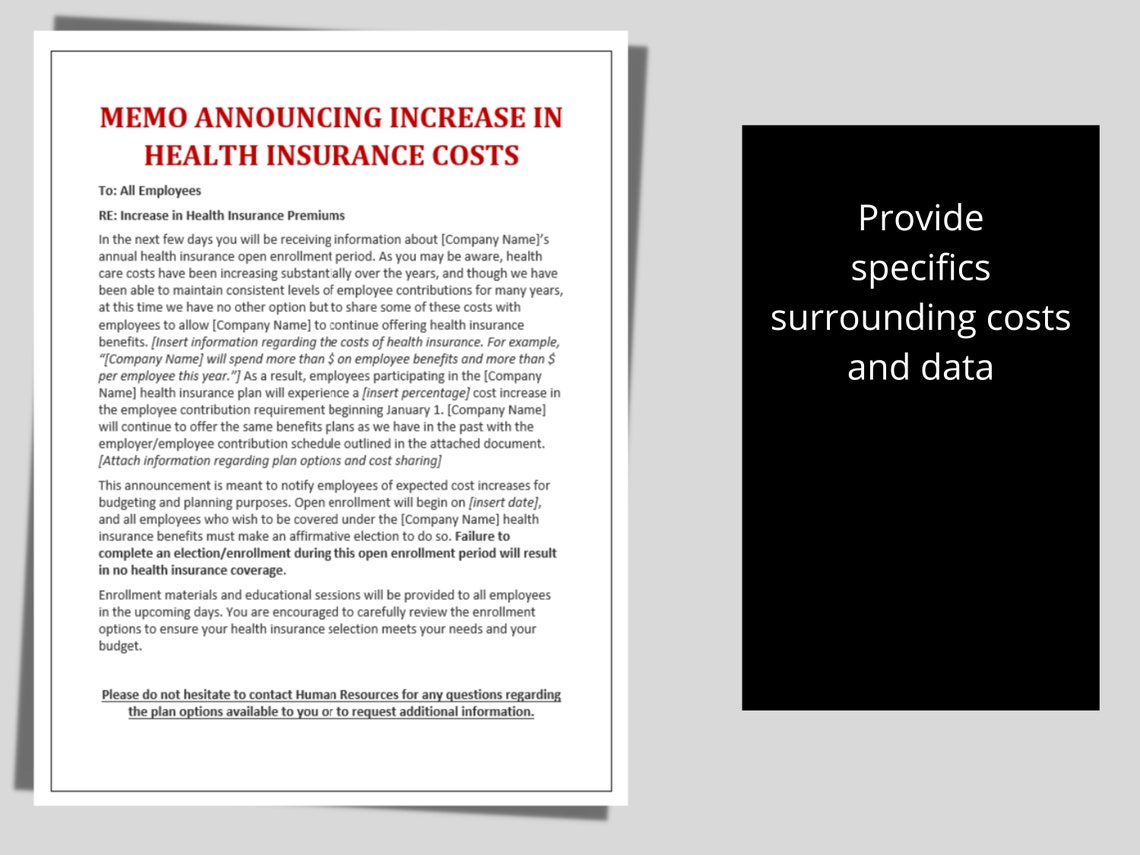 Memo: Announcing Health Insurance Cost Increase | HR Communication ...