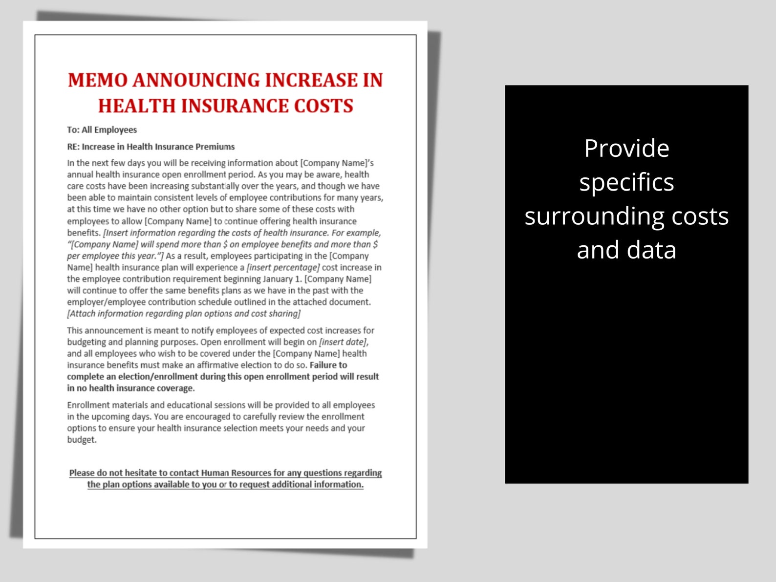 Memo: Announcing Health Insurance Cost Increase | HR Communication ...