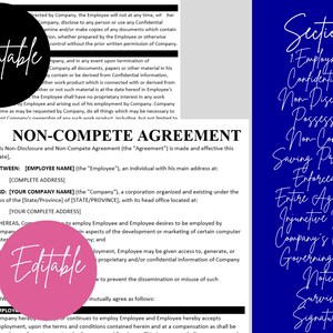 HR Employee Non-compete Agreement Template | Editable Human Resource ...