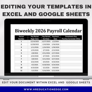 Biweekly Payroll Calendar 2026 | MS Editable Word, Excel | Pay Period Start & End Date ...
