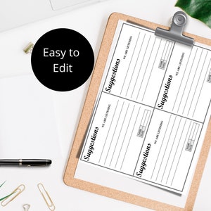 Employee Suggestion Card Template: HR Form (digital Download) - Etsy