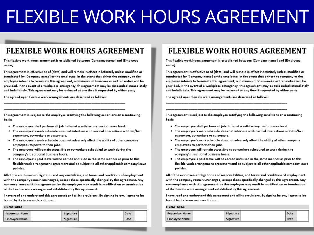 Comprehensive Flexible Work Hours Agreement: Customizable Plans ...