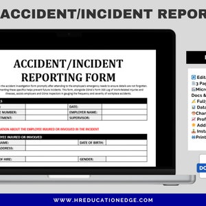 Incident Reporting Form | OSHA Compliance Reporting | Employee Injury ...