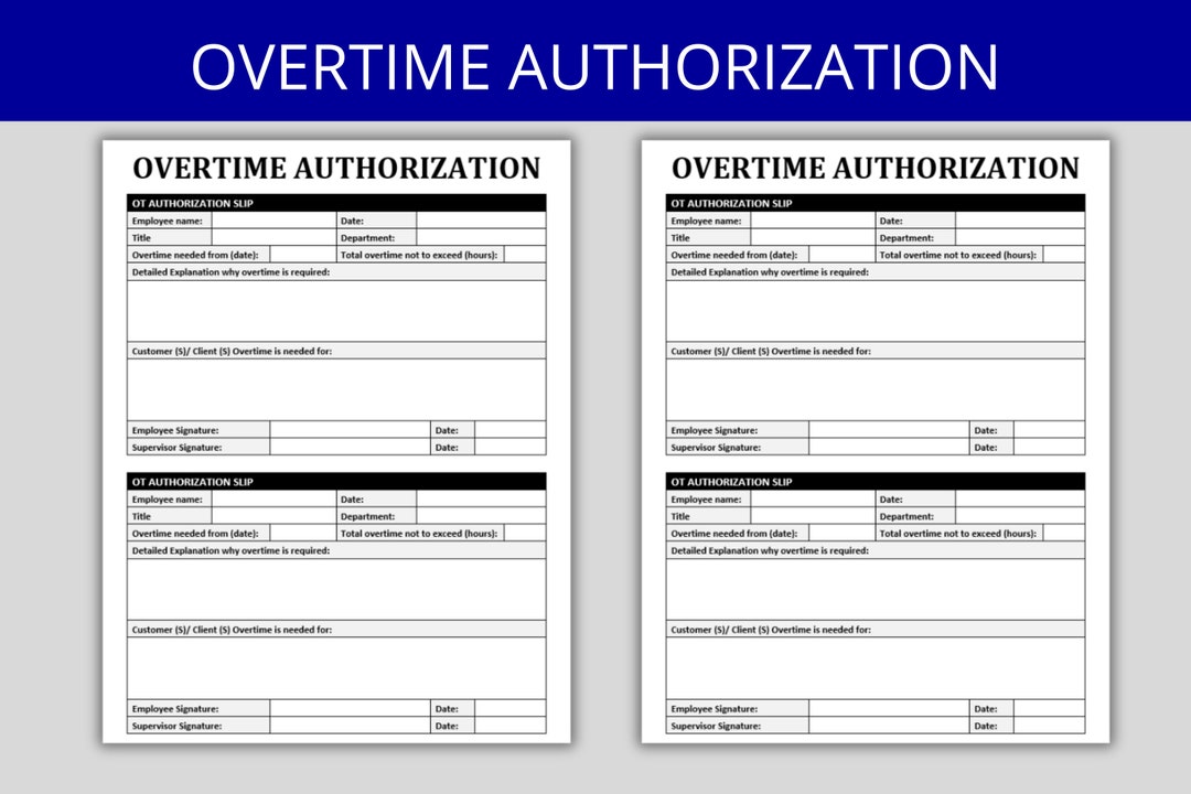 Overtime Authorization Form: Employee OT Compliance Template (digital ...