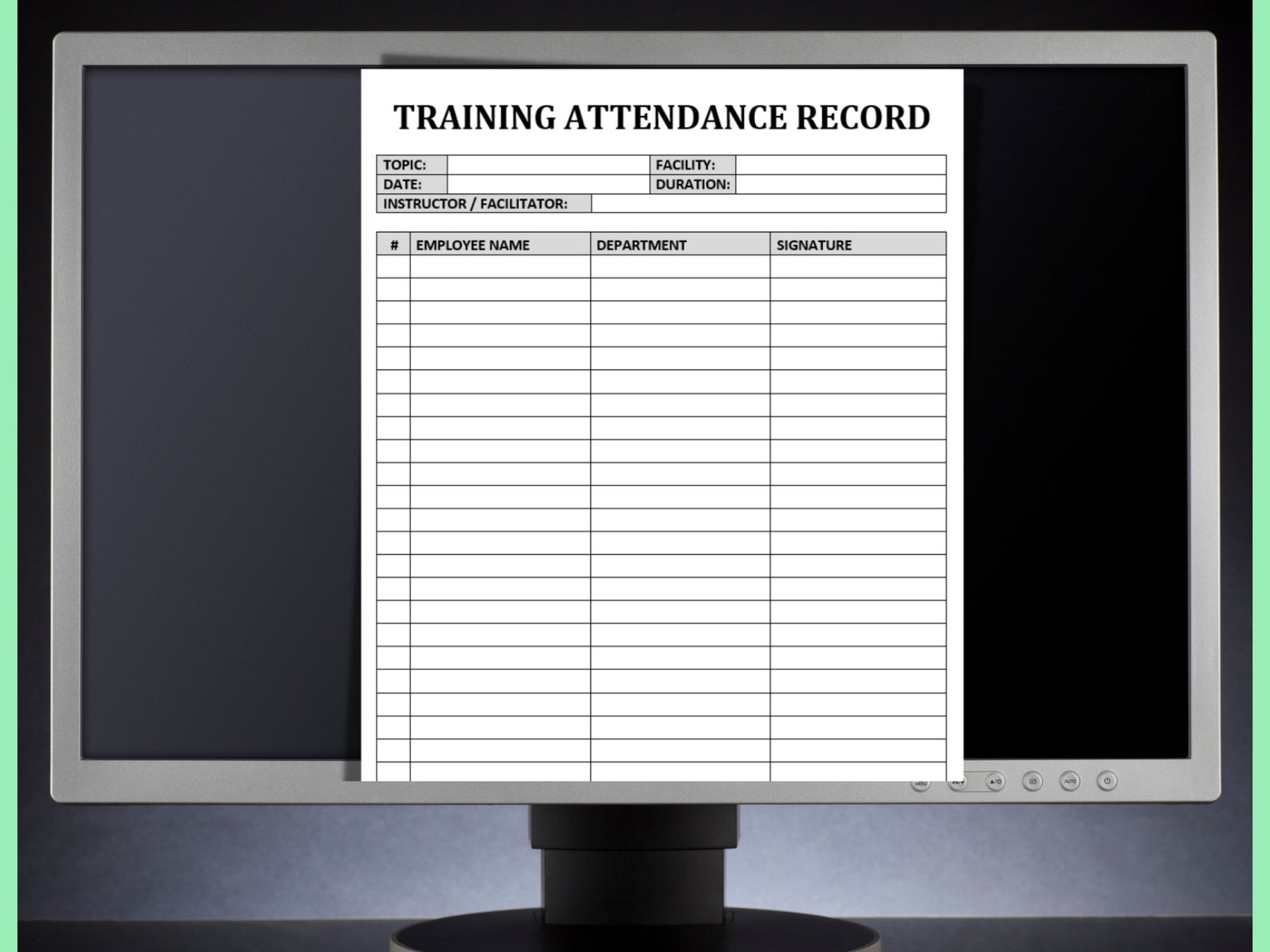 Training Attendance Record Template: Editable HR Form (MS Word) - Etsy