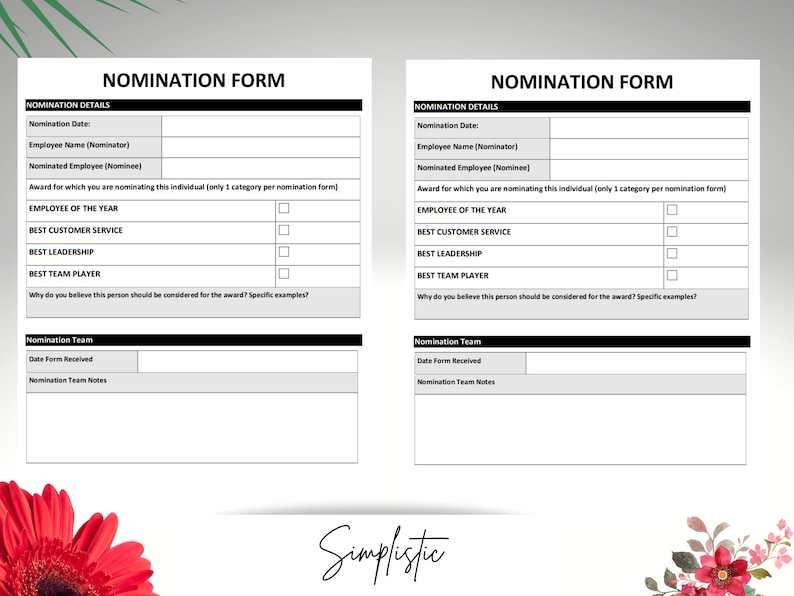 Employee Recognition Award Nomination Template Word Editable - Etsy Ireland
