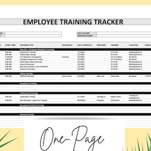 Employee Training Tracker Editable Excel Human Resources, New Hire ...