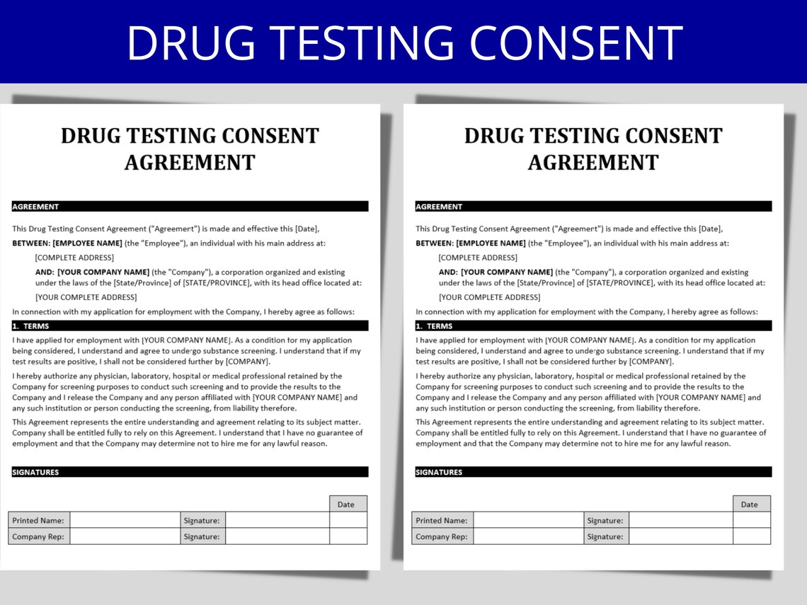 Drug Test Consent Form New Hire Paperwork Form Onboarding Paperwork HR ...