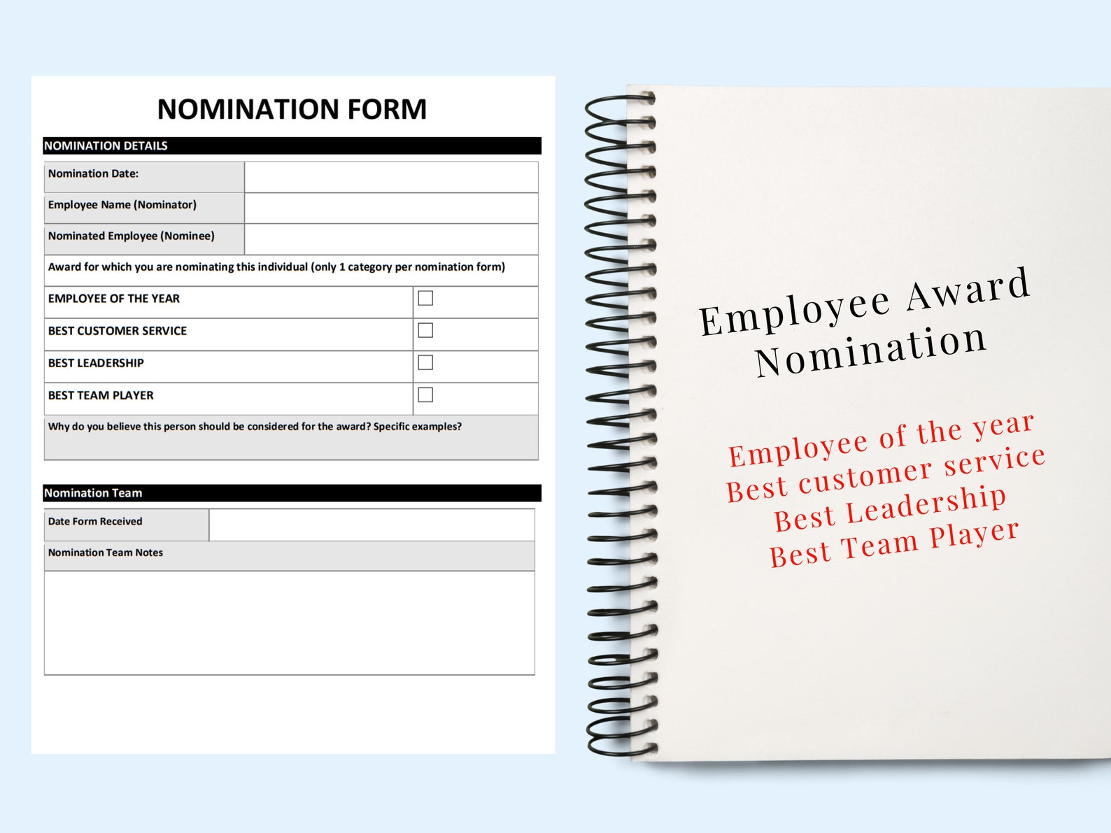Employee Recognition Award Nomination Template Word Editable - Etsy