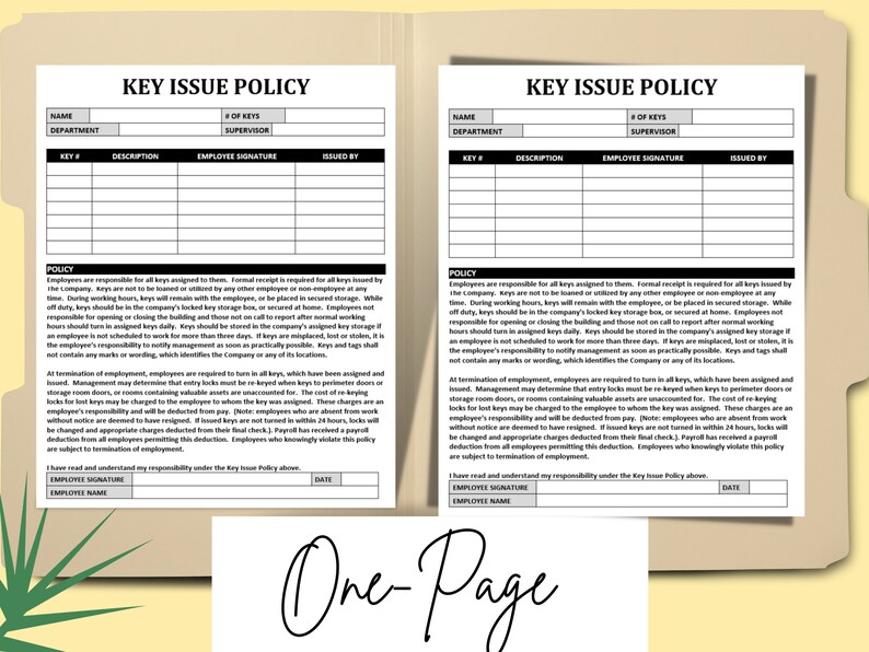 Key Issue Policy Editable HR Form HR Template Human Resource Form ...