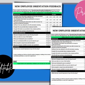 New Hire Orientation Survey Template: Employee Feedback (editable Word ...