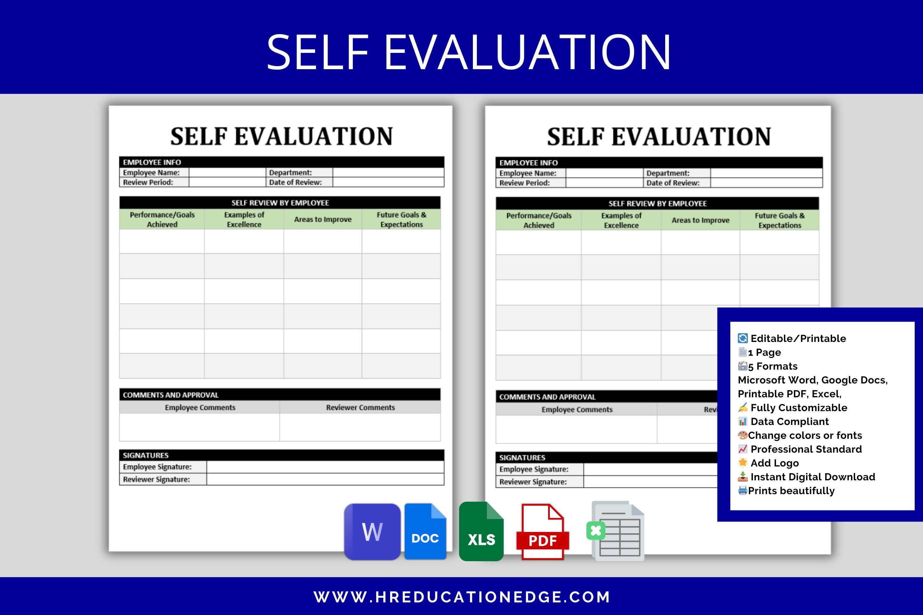 Performance Self Evaluation Form