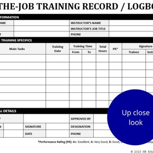 Employee Training Record Logbook: HR Onboarding Form (digital Download ...