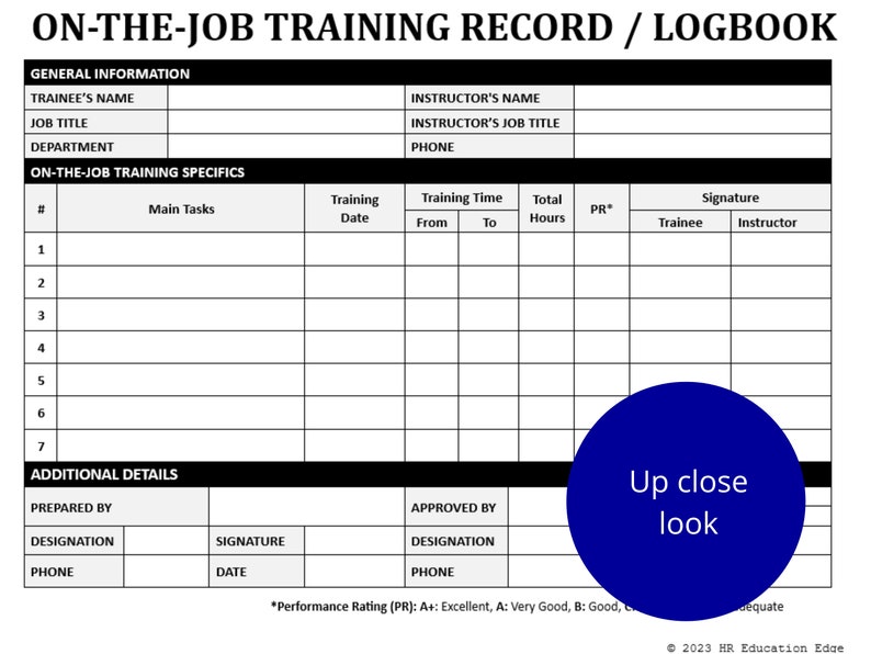 Employee Training Record Logbook: HR Onboarding Form (digital Download ...