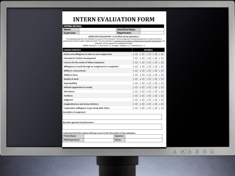 Intern Evaluation Form: HR Template for Performance Feedback (MS Word ...