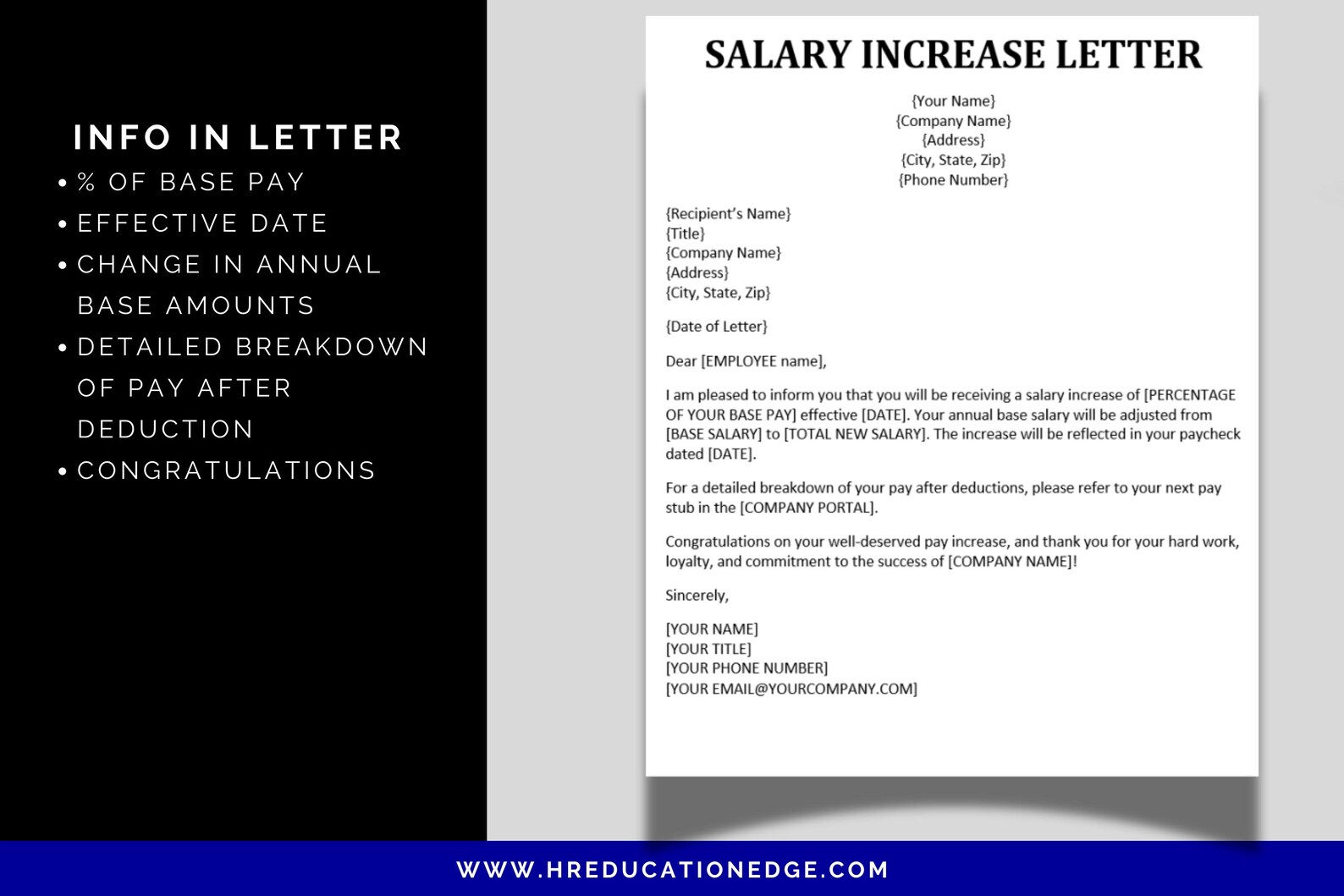 Salary Increase Letter Template: HR Pay Raise Notification (digital ...