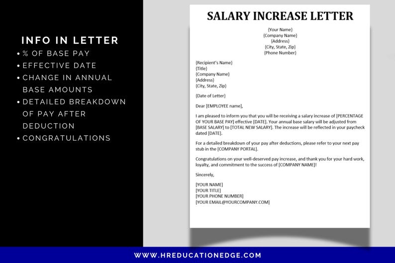 Salary Increase Letter Template: HR Pay Raise Notification (digital ...